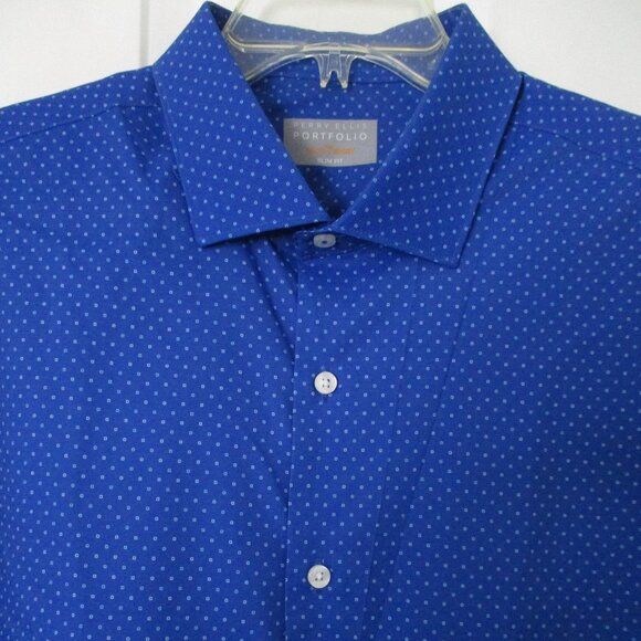 Perry Ellis | Shirts | Perry Ellis Portfolio Mens Ls Stretch Blue ...